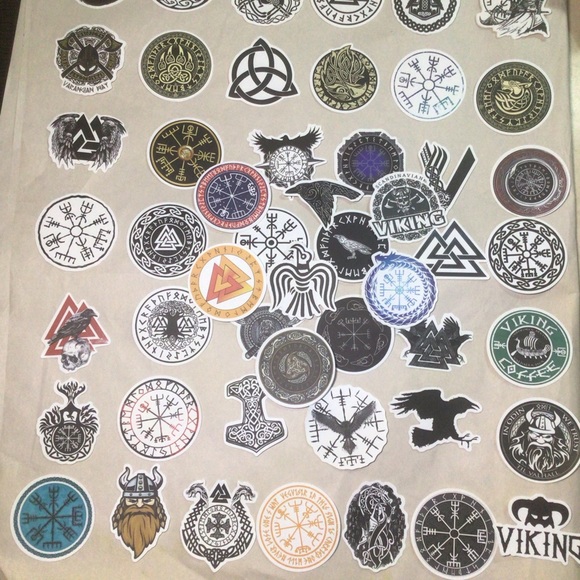 Other | Lotset Of 5 Viking Stickers Valknut Compass Odins Raven | Poshmark